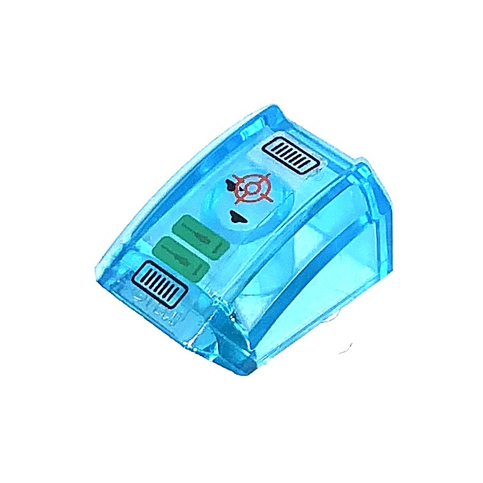 LEGO Transparent Light Blue Slope 1 x 2 x 2 Curved with Red Target ...