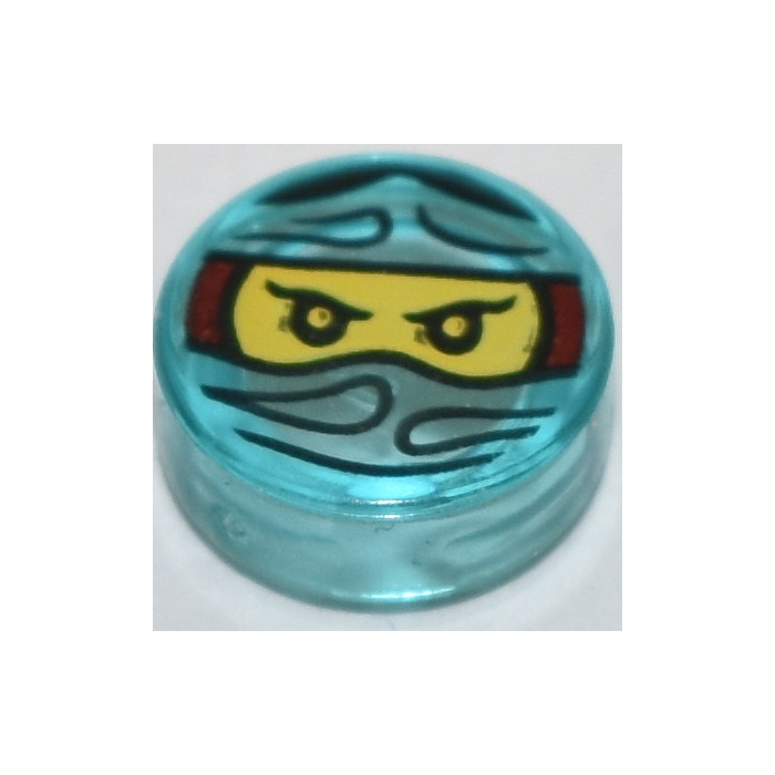 LEGO Transparent Light Blue Tile 1 x 1 Round with Ninjago Trapped Nya ...