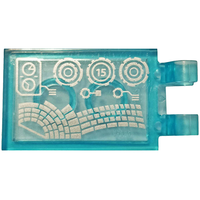 레고 투명한 라이트 블루 타일 2 x 3 , 수평 Clips , Keyboard 및 "15" 스티커 ('U' 클립) (30350 ...