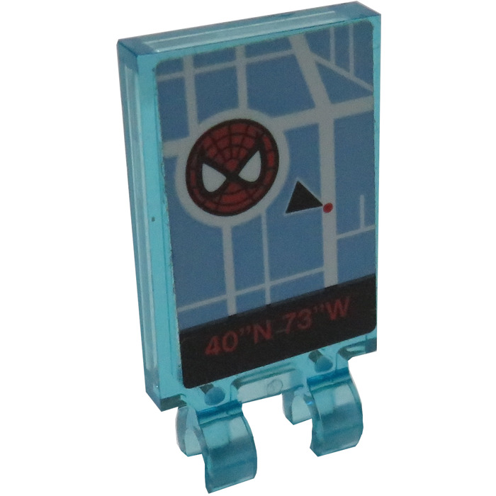 LEGO Transparent Light Blue Tile 2 x 3 with Horizontal Clips with Map ...