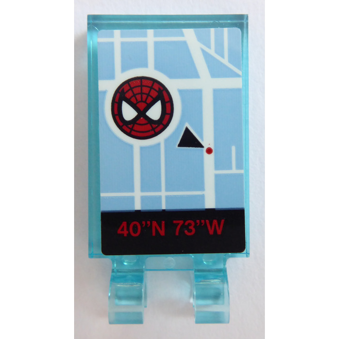 LEGO Transparent Light Blue Tile 2 x 3 with Horizontal Clips with Map ...