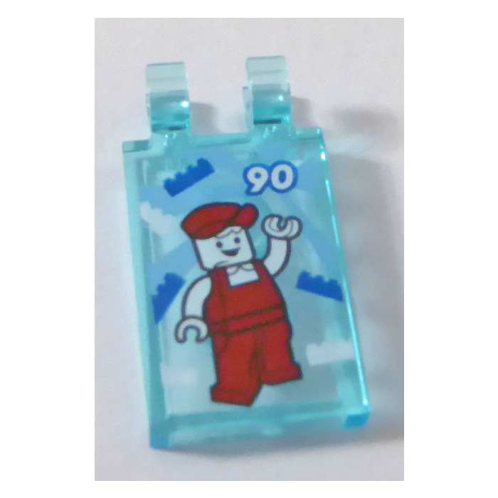 LEGO Transparent Light Blue Tile 2 x 3 with Horizontal Clips with Red ...