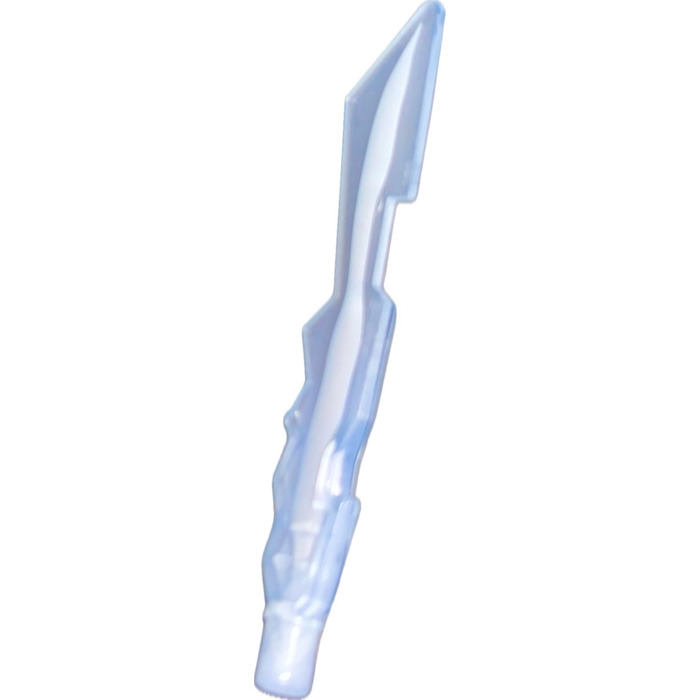 LEGO Transparent Medium Blue Sword with Jagged Edges with Marbled White ...