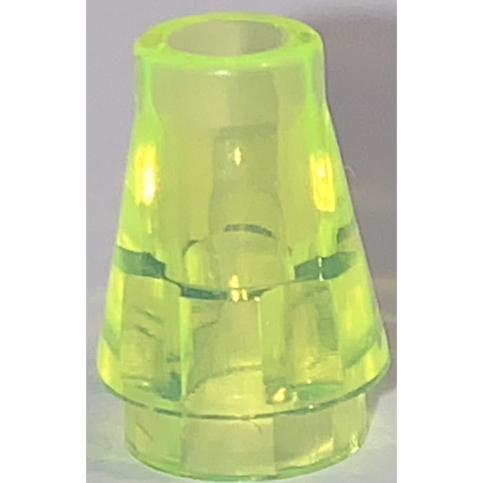 LEGO Transparent Neon Green Cone 1 x 1 without Top Groove (4589 ...