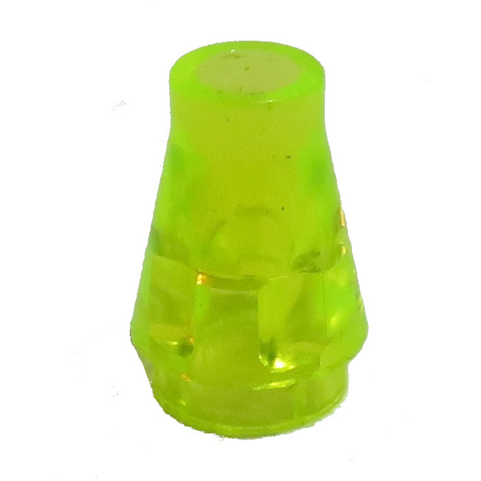 LEGO Transparent Neon Green Cone 1 x 1 without Top Groove (4589 ...