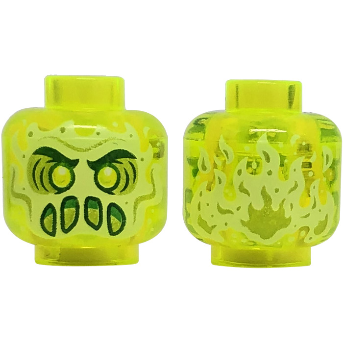 LEGO Transparent Neon Green Head with Alien Ghost Face (3626 / 56184 ...