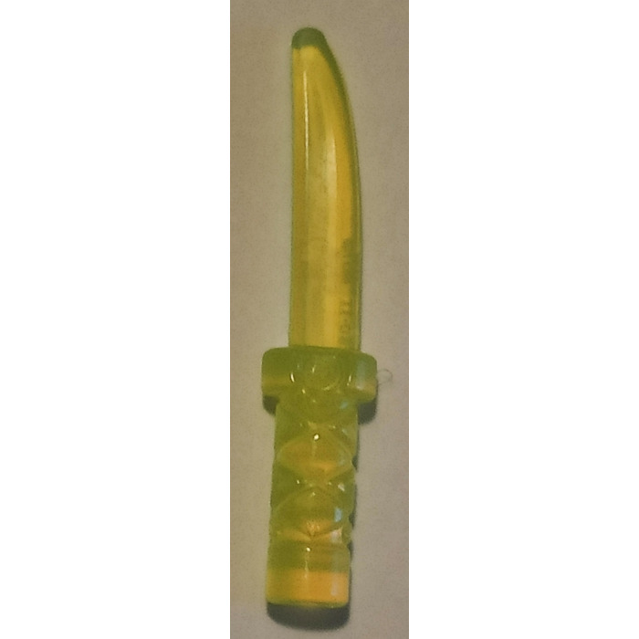 LEGO Transparent Neon Green Knife with Flat End and Cross Hatch Grip ...