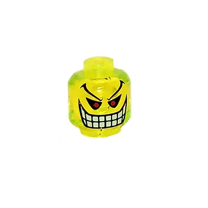 LEGO Transparent Neon Green Minifigure Head with Decoration (3626 / ...