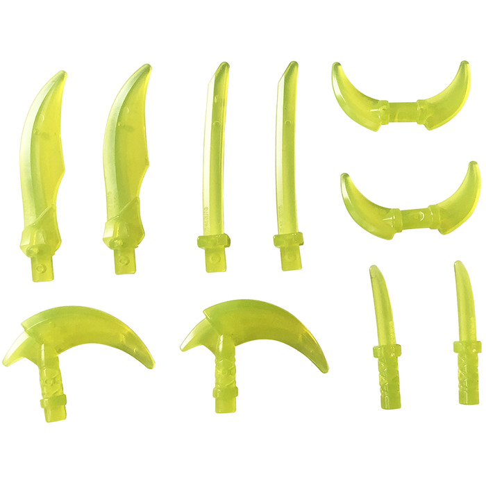 LEGO Transparent Neon Green Ninjago Weapon Pack with Hooks, Knives and ...