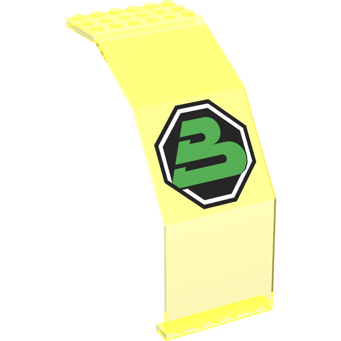 LEGO Transparent Neon Green Panel 10 x 6 x 11 Angled with Blacktron II ...