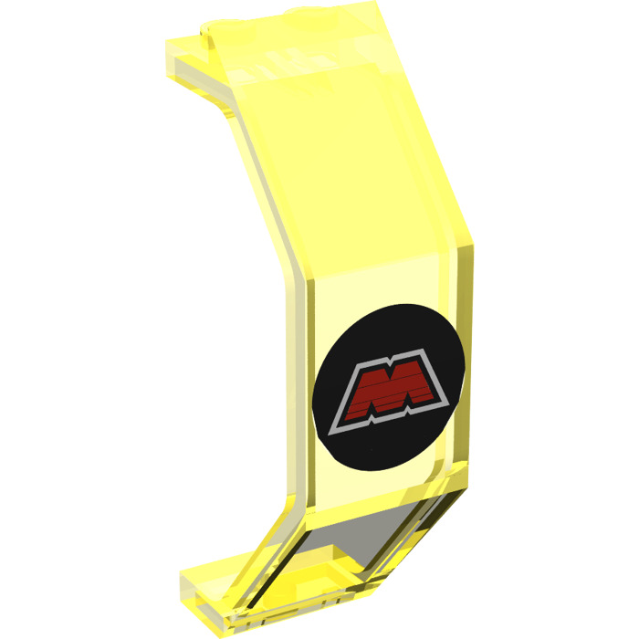 LEGO Transparent Neon Green Panel 3 x 2 x 6 Angled with MTron Logo ...