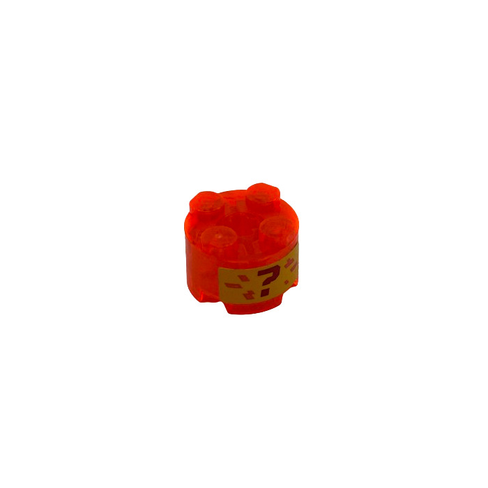 LEGO Transparent Neon Reddish Orange Brick 2 x 2 Round with Question ...