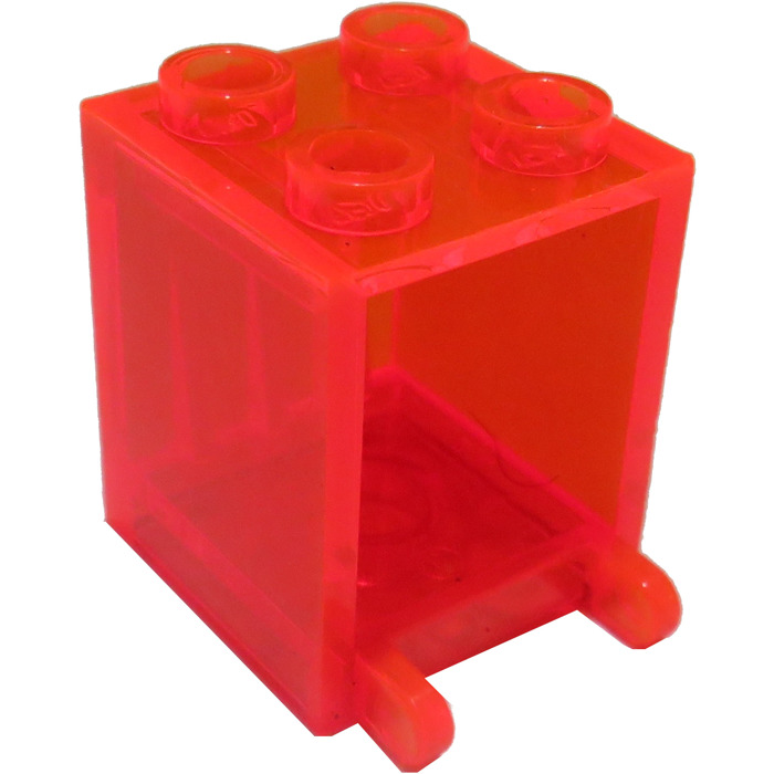 LEGO Transparent Neon Reddish Orange Container 2 x 2 x 2 (4345 / 30060 ...
