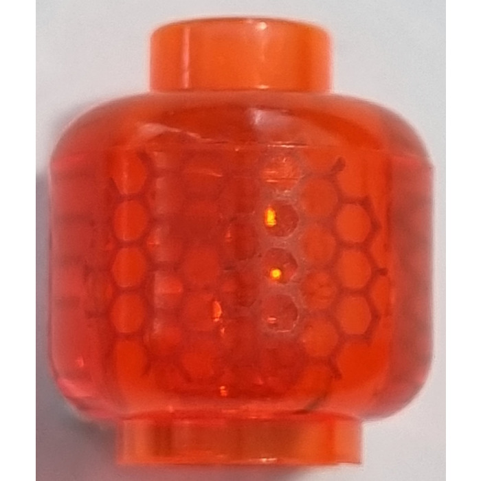 LEGO Transparent Neon Reddish Orange Minifigure Head with Decoration ...