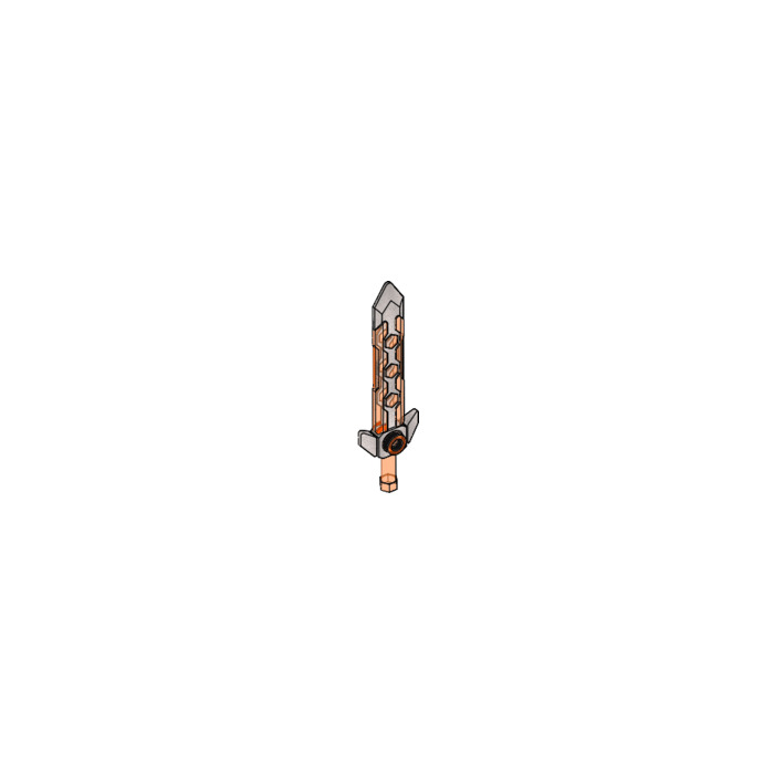 LEGO Transparent Neon Reddish Orange Sword with Angular Crossguard with ...