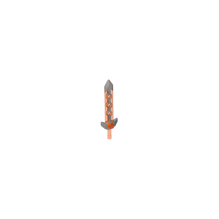 LEGO Transparent Neon Reddish Orange Sword with Angular Crossguard with ...