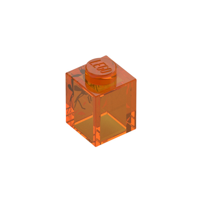 LEGO Transparent Orange Brick 1 x 1 with Mosquito in Amber Decoration ...