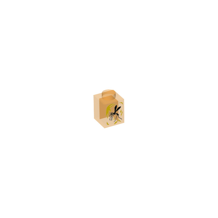 LEGO Transparent Orange Brick 1 x 1 with Mosquito in Amber Decoration ...