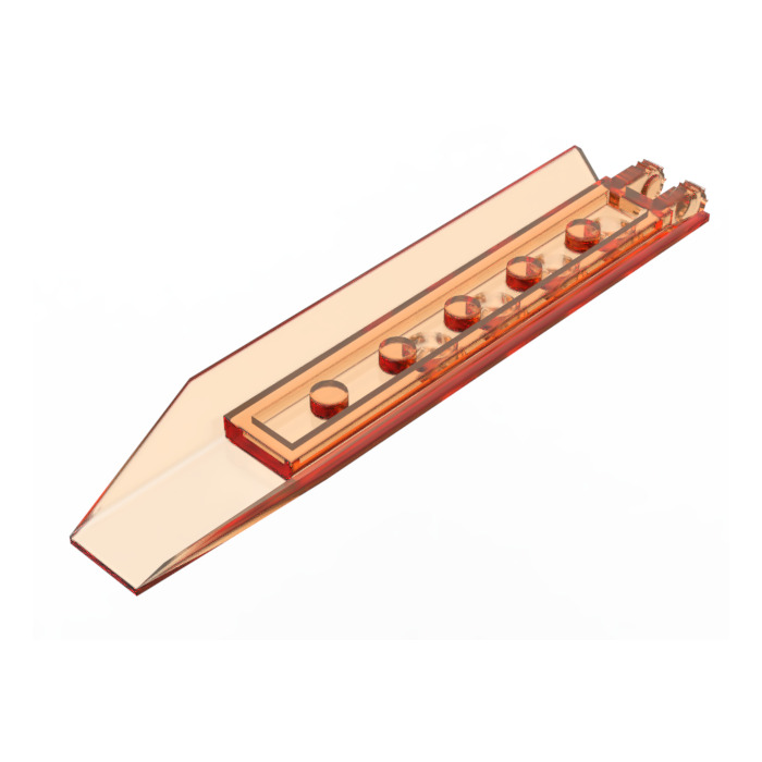 LEGO Transparent Orange Hinge Plate 1 x 8 with Angled Side Extensions ...