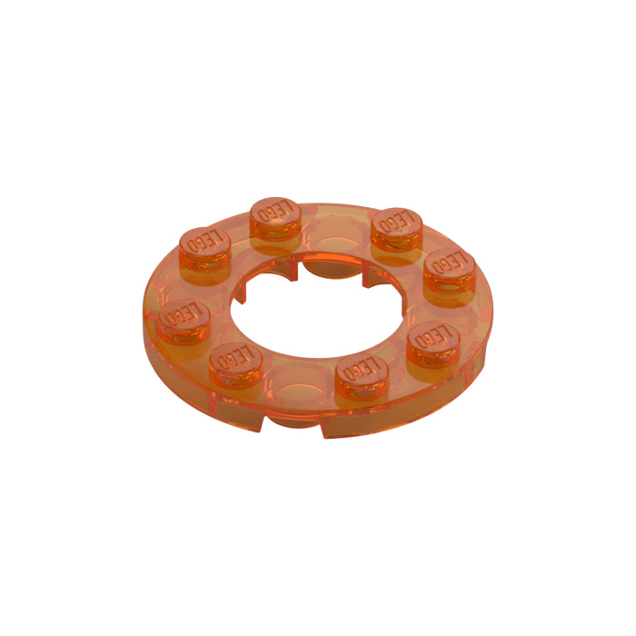 LEGO Transparent Orange Plate 4 x 4 Round with Cutout (11833 / 28620 ...