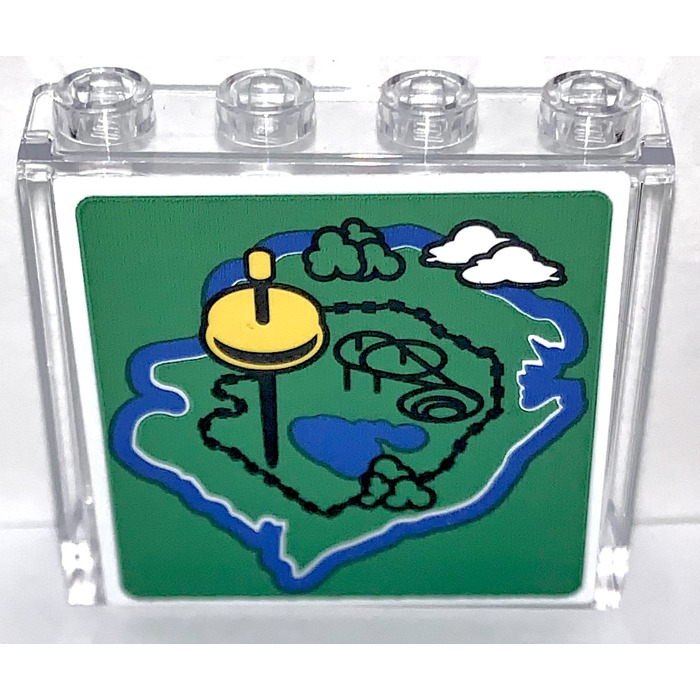 LEGO Transparent Panel 1 x 4 x 3 with Legoland Train Map Sticker with ...