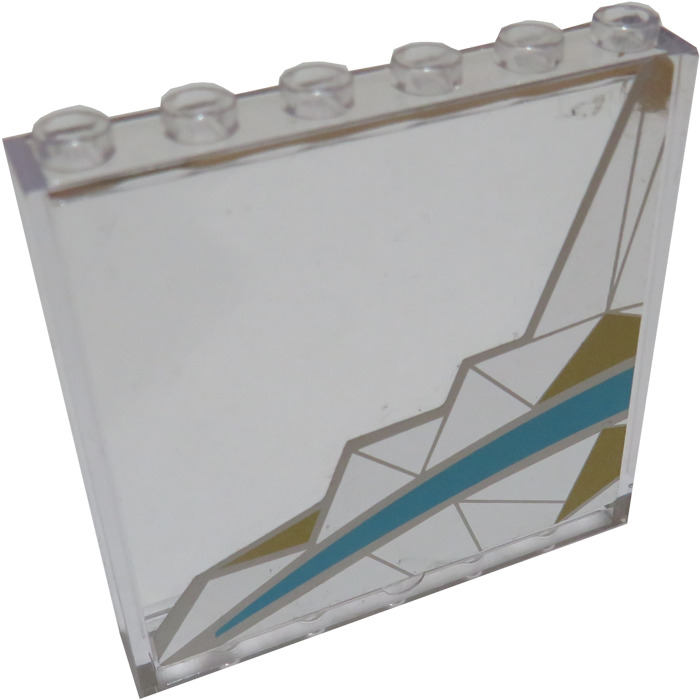 LEGO Transparent Panel 1 x 6 x 5 with Silver and Light Blue Pattern ...