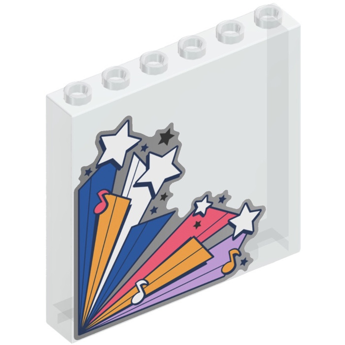 LEGO Panel 1 x 6 x 5 with Starburst and Musical Notes (Right) Sticker ...