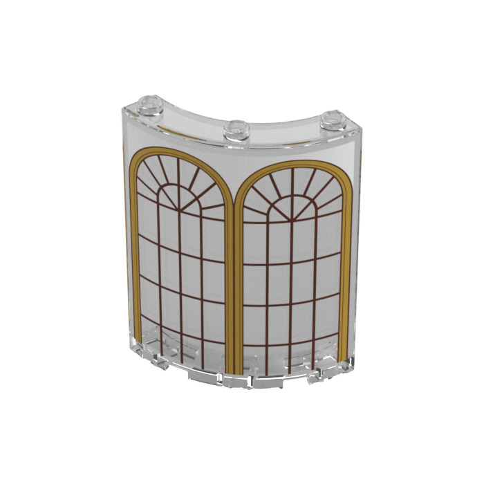 LEGO Transparent Panel 4 x 4 x 6 Curved with Gold Windows (30562 ...
