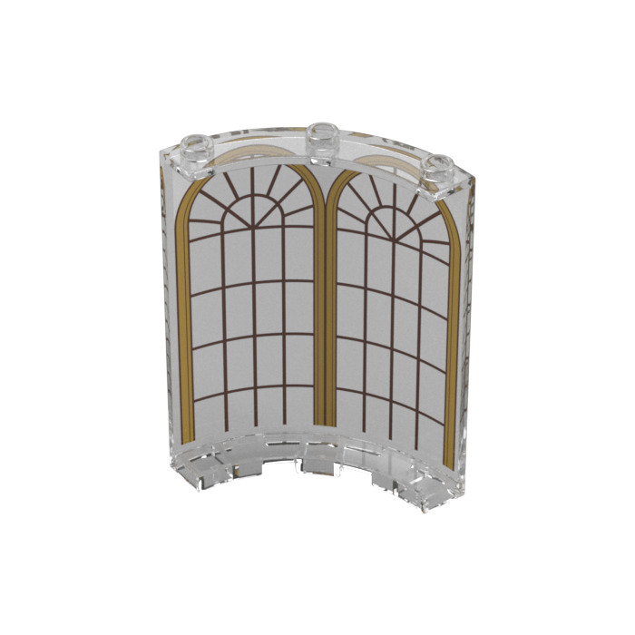 LEGO Transparent Panel 4 x 4 x 6 Curved with Gold Windows (30562 ...