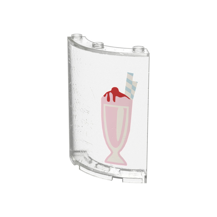 LEGO Transparent Panel 4 x 4 x 6 Curved with Pink Milkshake Sticker ...
