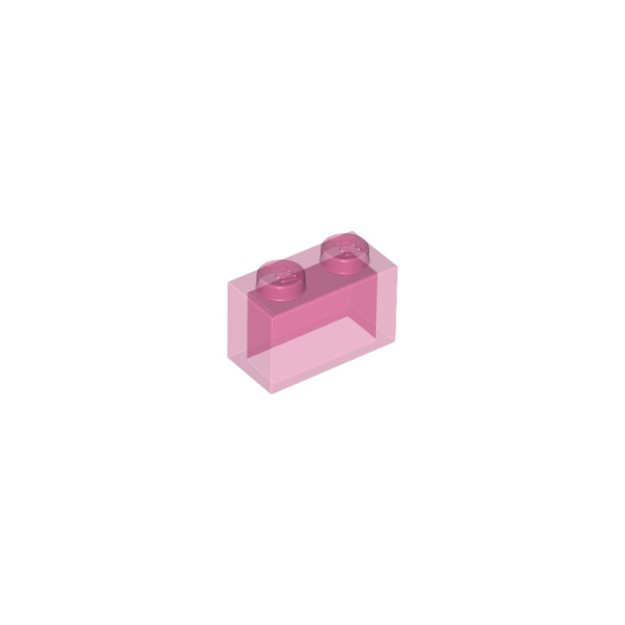 LEGO Transparent Pink Glitter Brick 1 x 2 without Bottom Tube (3065 / ...