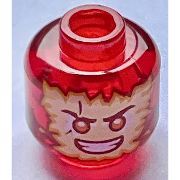 LEGO Transparent Red Kai Head with Bright Light Orange Energy Face ...