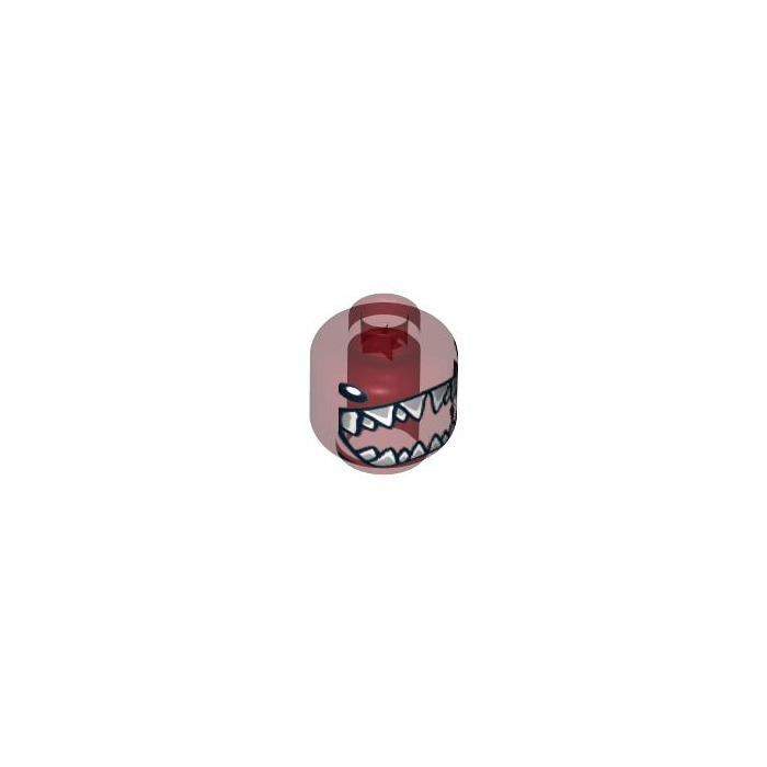 LEGO Transparent Red Minifigure Head with Tiny Eyes and Bared Shark ...
