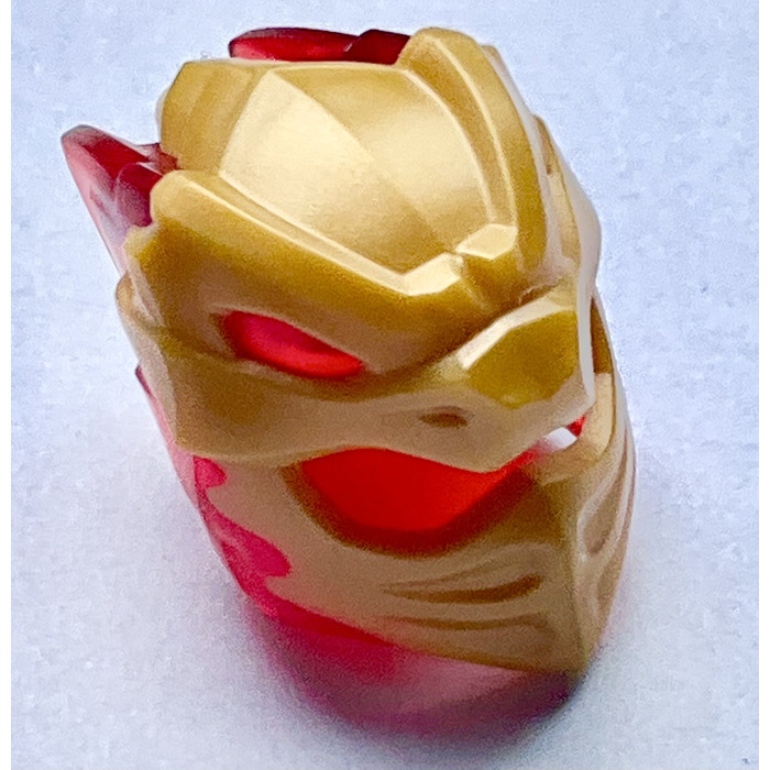 LEGO Transparent Red Ninjago Helmet with Flames and Gold Dragon Face ...