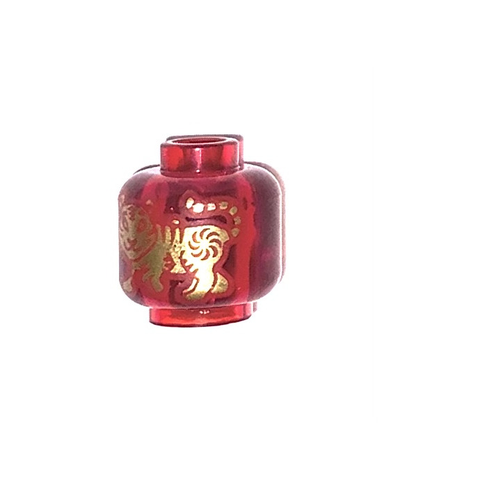 LEGO Transparent Red Plain Head with Golden Tigers (3626 / 83811 ...