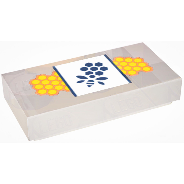 LEGO Transparent Tile 1 x 2 with Bee and Honeycomb Label Sticker with ...