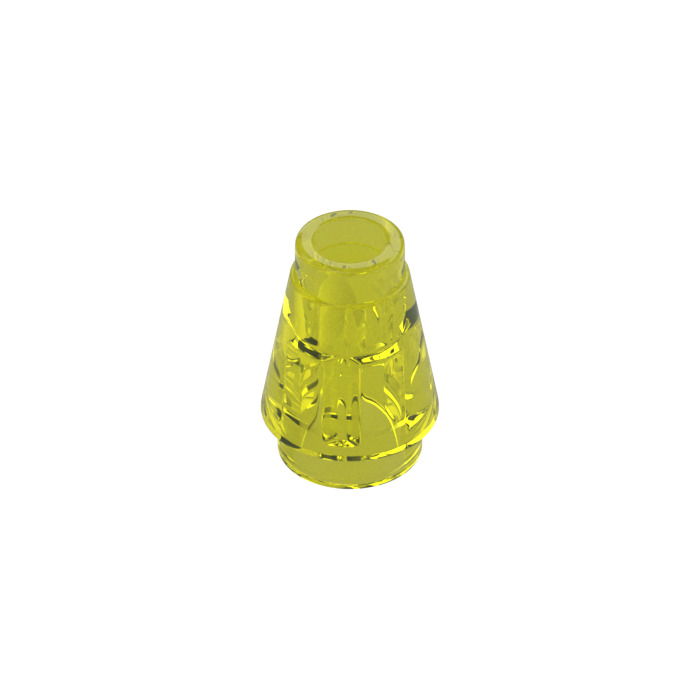 LEGO Transparent Yellow Cone 1 x 1 with White Circle with Top Groove ...