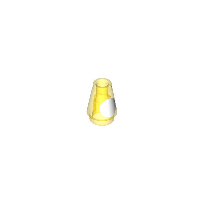 LEGO Transparent Yellow Cone 1 x 1 with White Circle with Top Groove ...