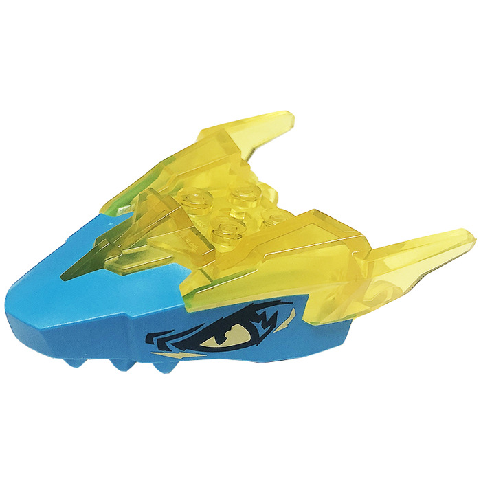 LEGO Transparent Yellow Dragon Head with Horns with Dark Azure Face ...