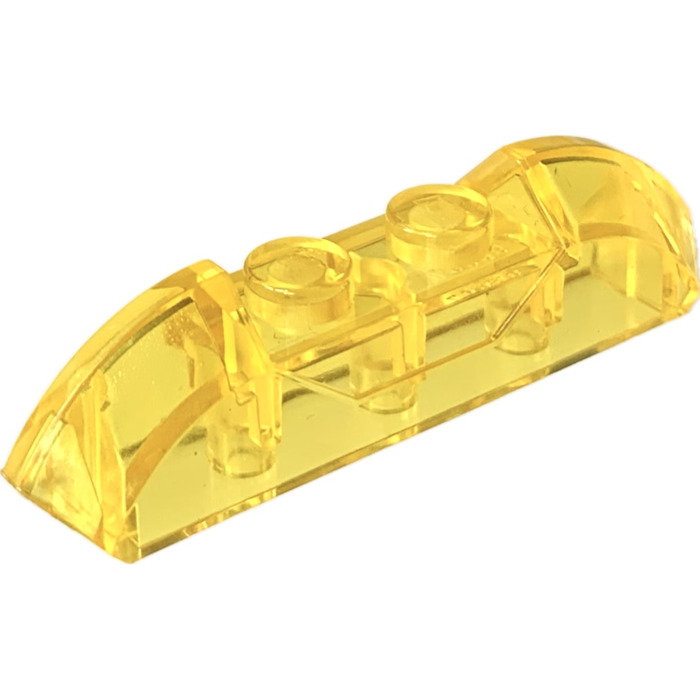 LEGO Transparent Yellow Slope 1 x 4 Curved with Sloped Ends and Two Top ...