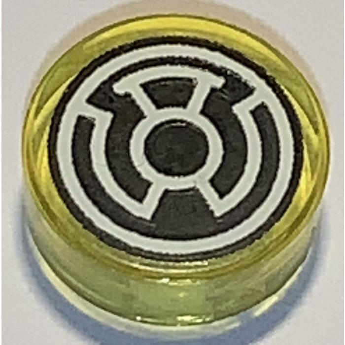 LEGO Transparent Yellow Tile 1 x 1 Round with Yellow Lantern Logo ...