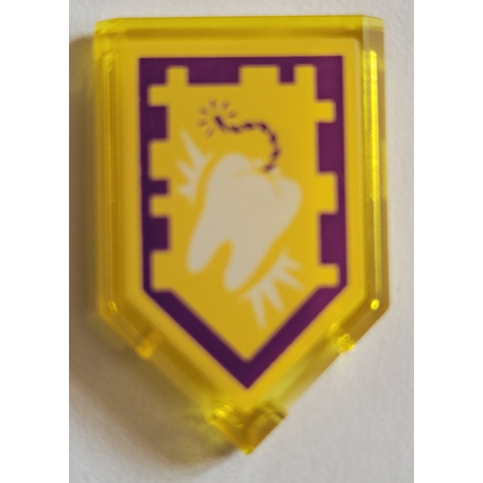 LEGO Transparent Yellow Tile 2 x 3 Pentagonal with Tooth Buster Power ...