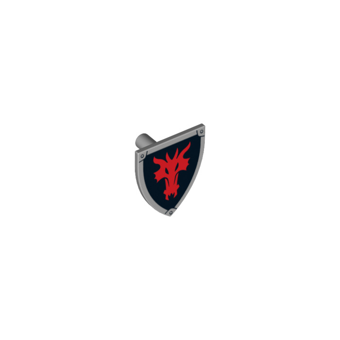 LEGO Triangular Shield (Short) with Red Dragon Head on Black Background ...