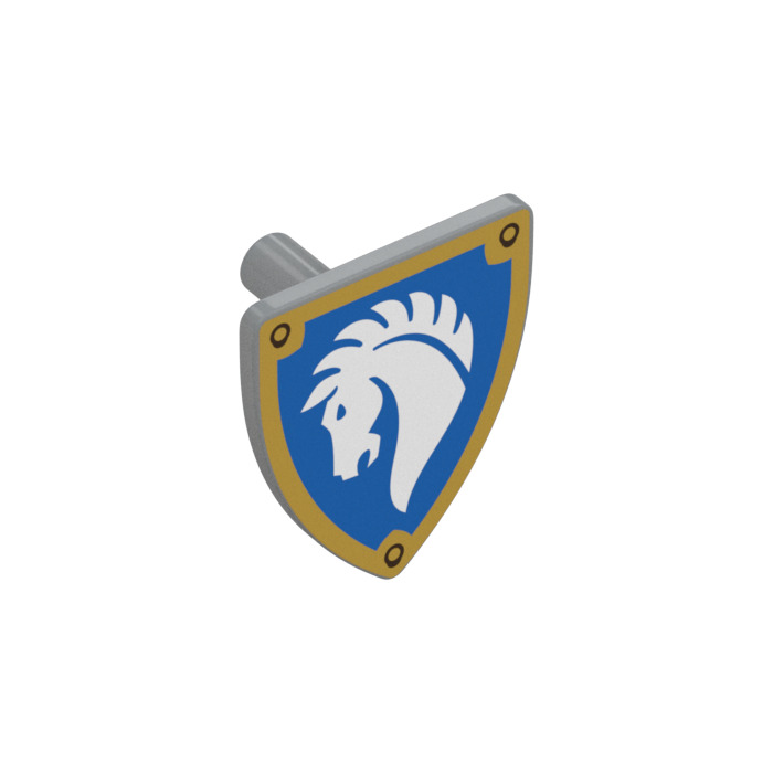 LEGO Triangular Shield (Short) with White Horse on Blue and Gold Border ...