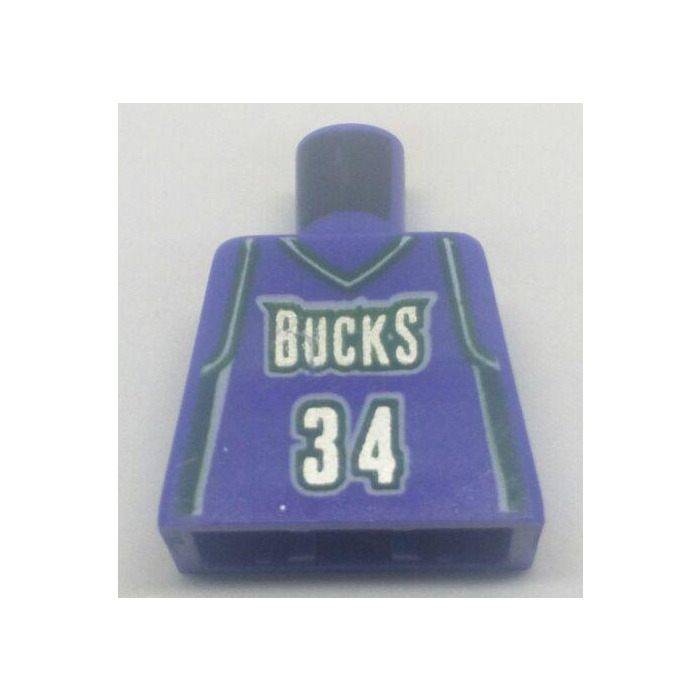 LEGO Minifigure NBA Torso with NBA Milwaukee Bucks #34 | Brick Owl ...