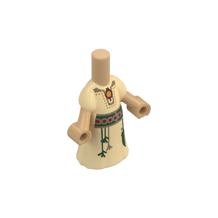 LEGO Micro Body with Long Skirt with Tan Dress with Dark Green Belt ...