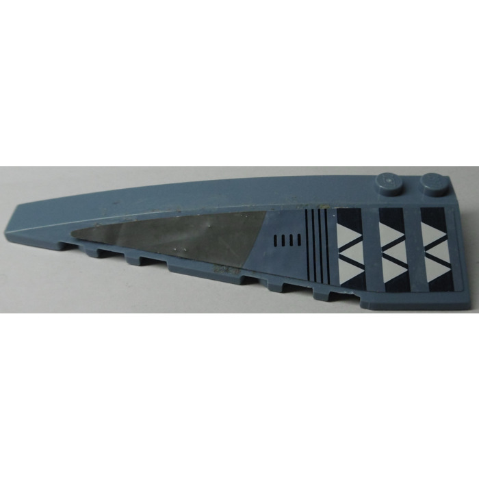 LEGO Wedge 10 x 3 x 1 Double Rounded Left with White Triangles, Gray ...