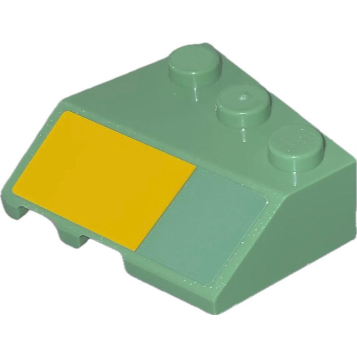 LEGO Wedge 3 x 3 Right with Yellow Rectangle Sticker (48165) | Brick ...