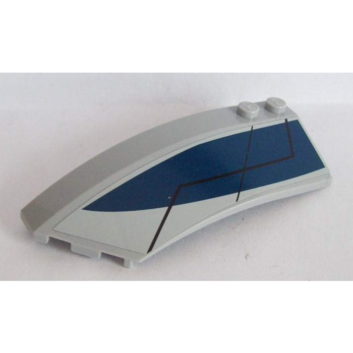 LEGO Wedge 3 x 8 x 2 Curved Left with Dark Blue Curved Triangle Sticker ...