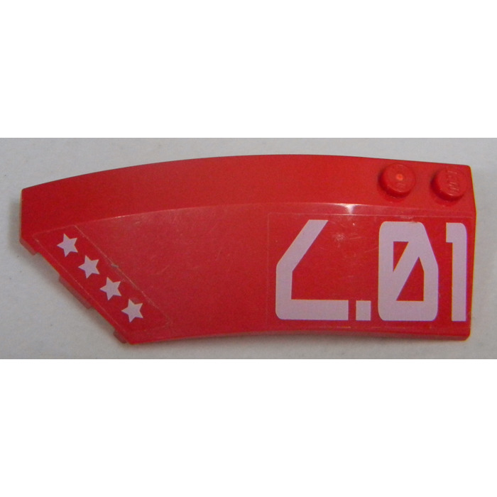 LEGO Wedge 3 x 8 x 2 Curved Left with Stars and 'L.01' Sticker (41750 ...